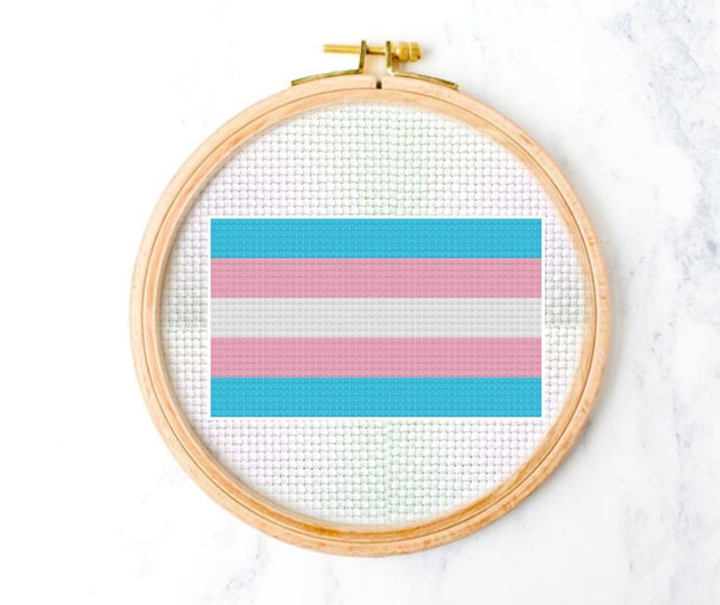 Trans Pride Flag Cross Stitch Pattern, LGBTQ+ Home Décor, Craft ...
