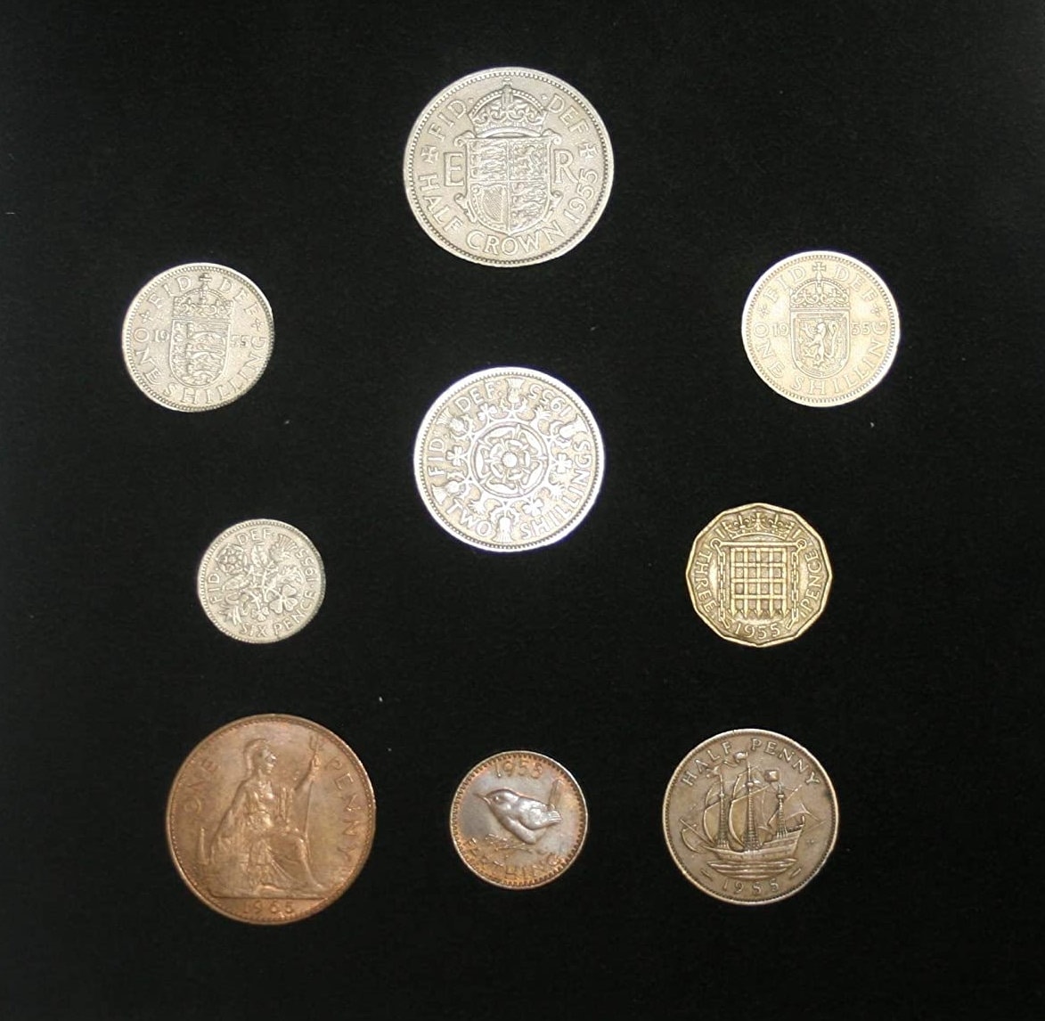 1955 Complete British Coin Set in a Specially Designed Quality ...
