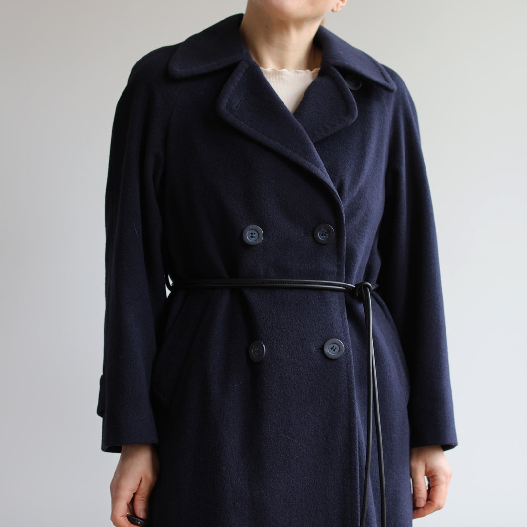 Vintage Navy Blue Wool Double Breasted Winter Coat. Originally Women’s ...