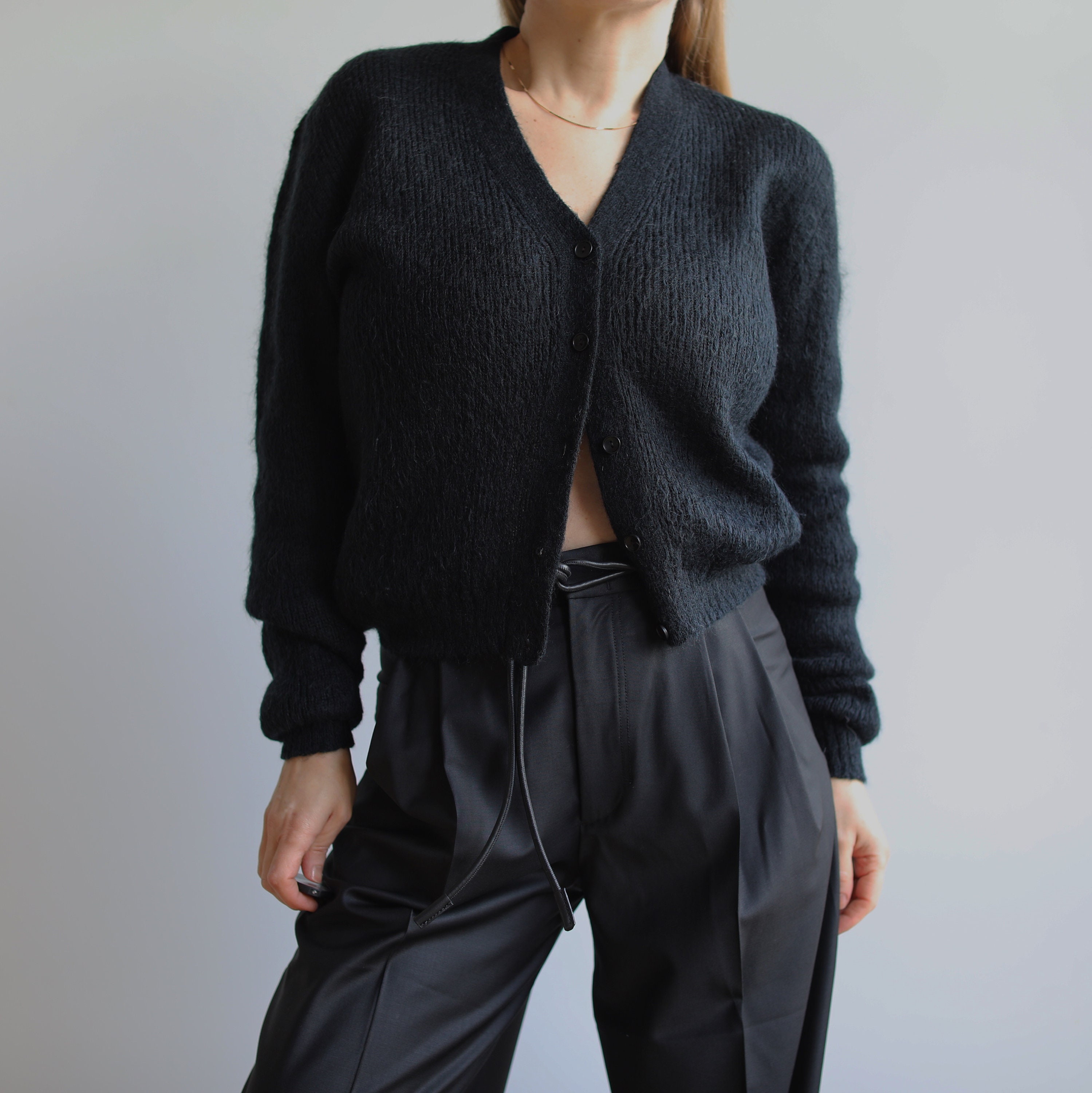 Vintage Black Mohair Wool Cardigan. Originally Women's Size Vintage Black Mohair Wool Cardigan. Originally Women's Size