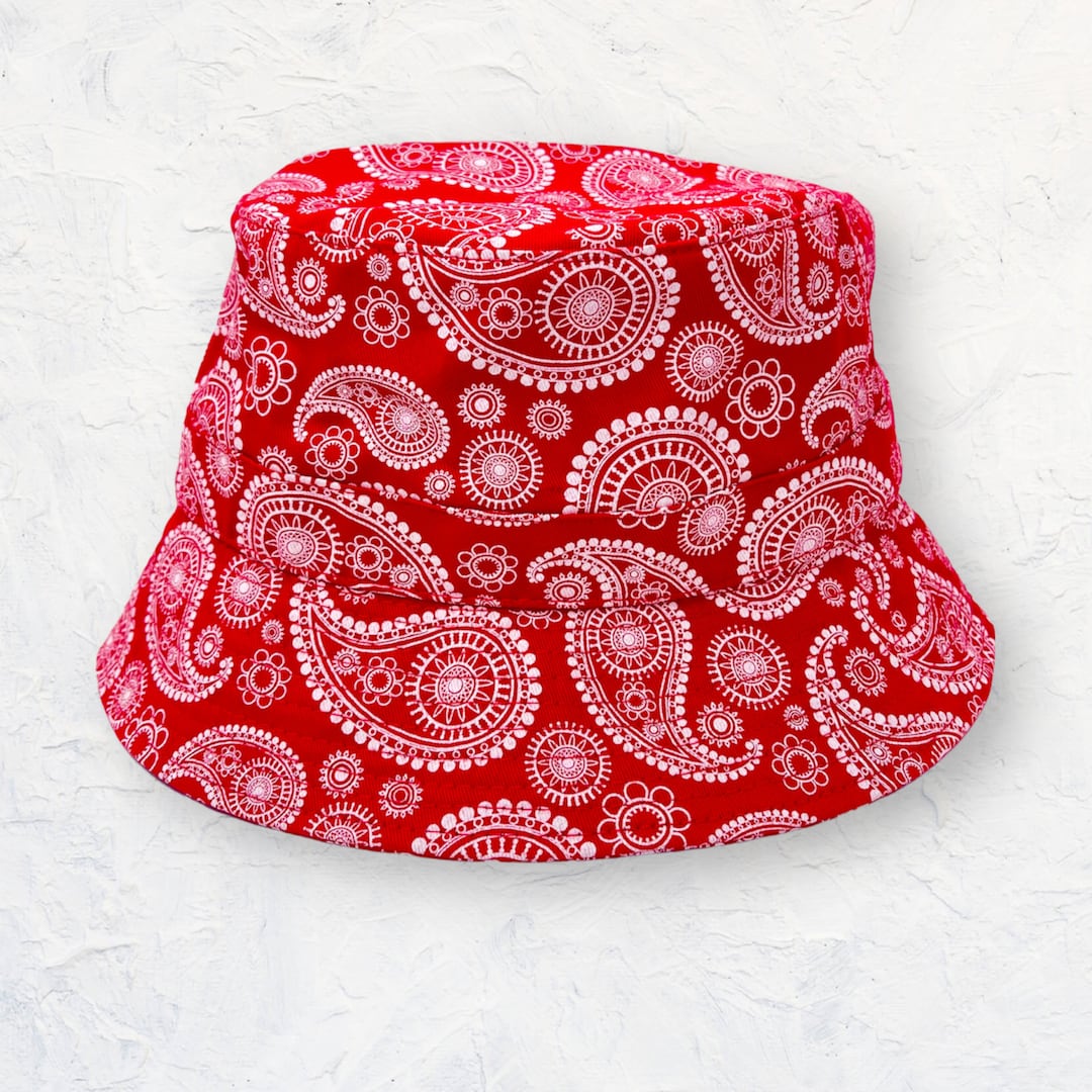 Red Paisley Bandana Print Bucket Hat One Size Unisex Women - Etsy