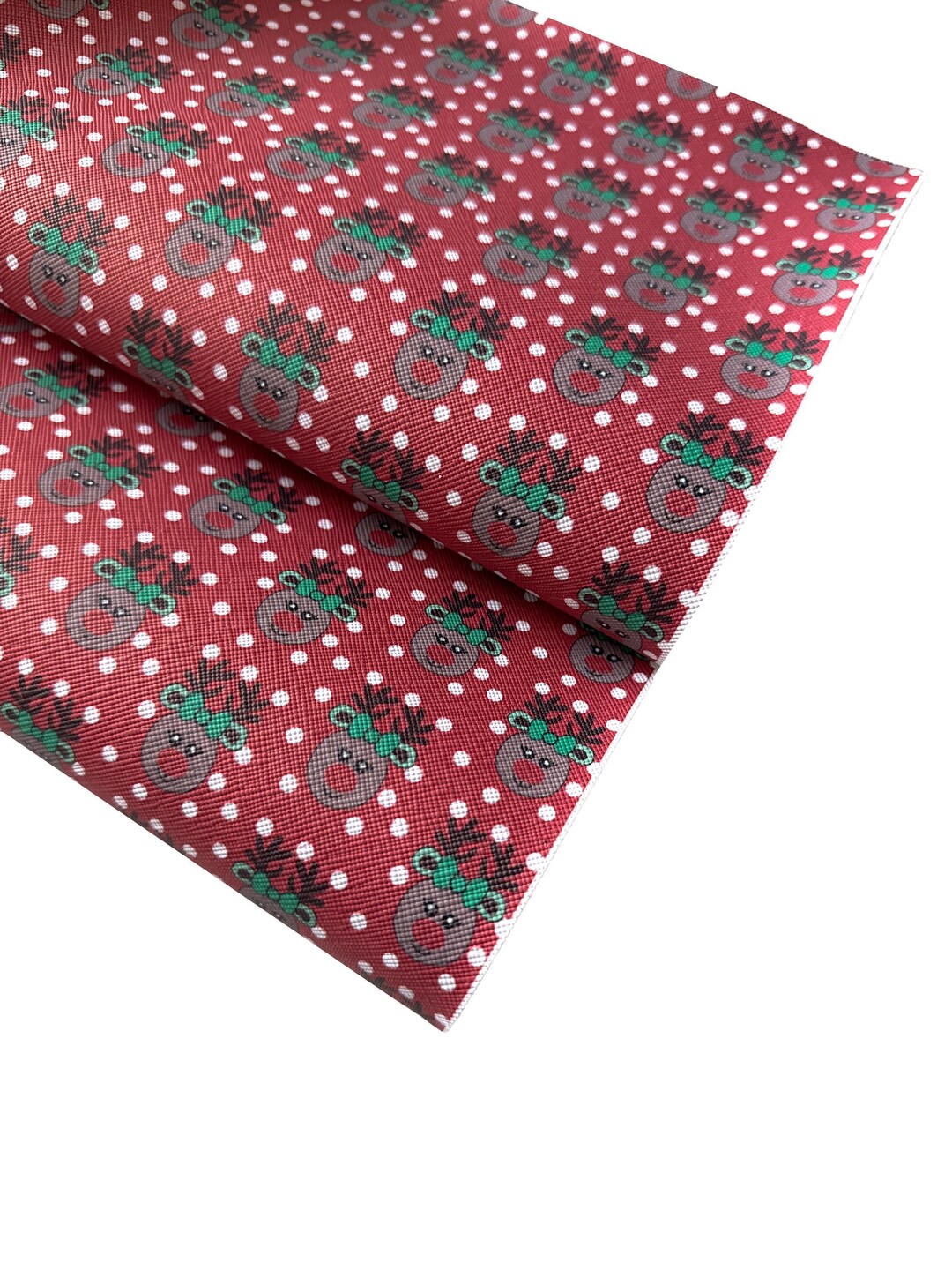 Reindeer Polka Dot Faux Leather Sheet | Rudolph Pattern | Hair Bow ...