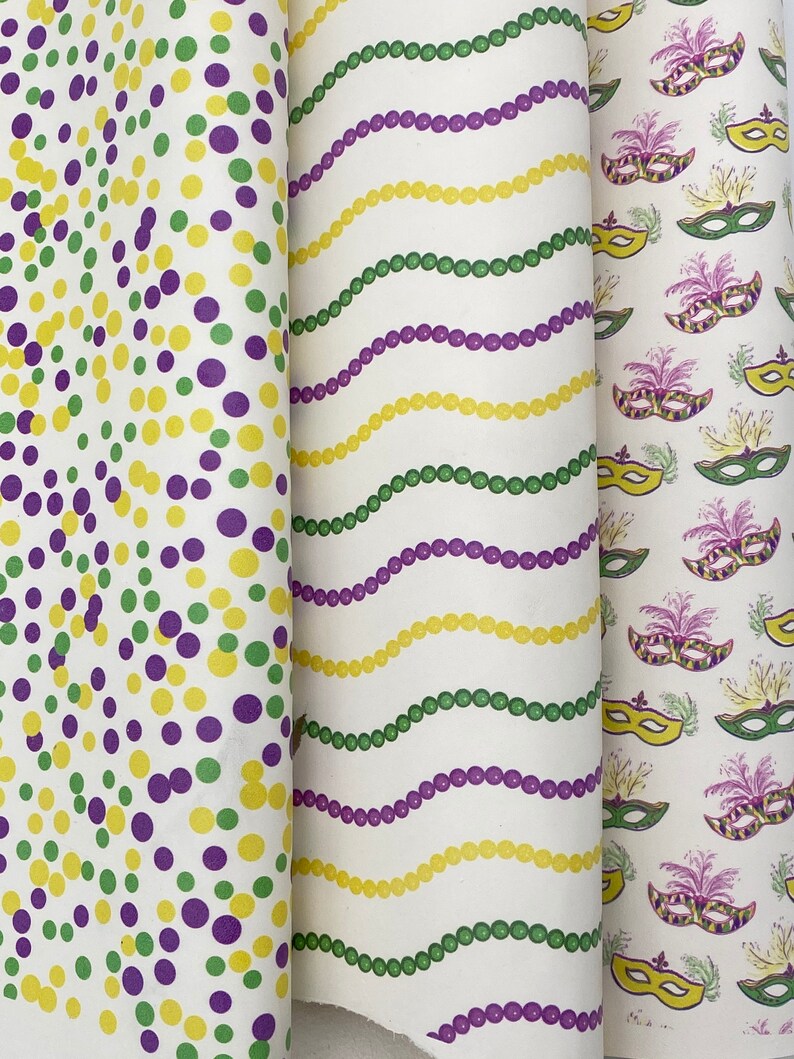 Printed Leather Mardi Gras Polka Dots Leather Panels - Etsy