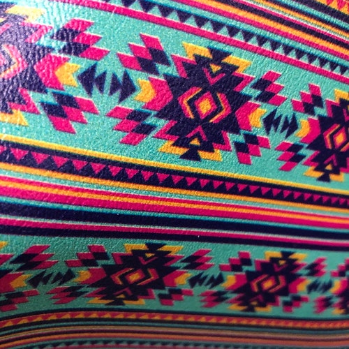 Marine Vinyl Sheet Turquoise & Hot Pink Aztec Faux Leather - Etsy