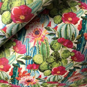 Printed Leather - Bright Up-close Cactus | Leather Panels | Earring ...