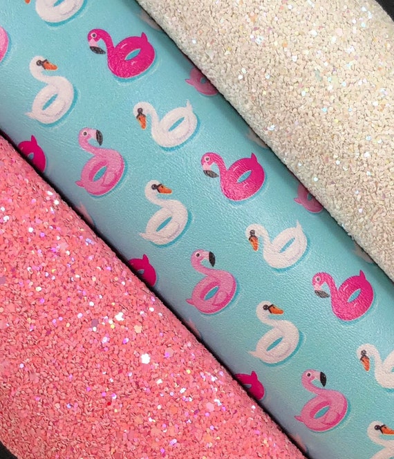 Marine Vinyl Yard Flamingo Float Printed Faux Leather / | Etsy