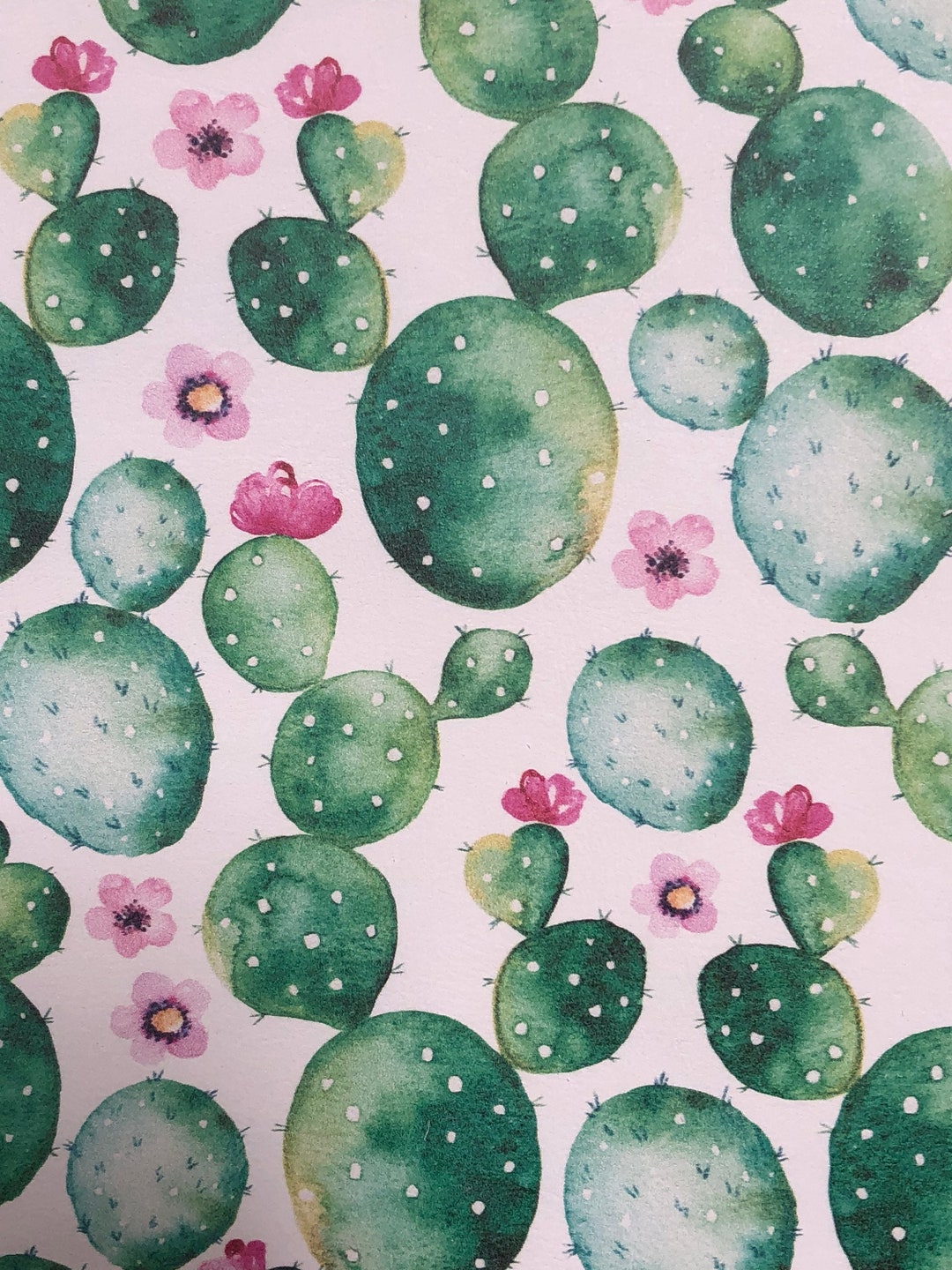 Printed Leather - Watercolor Cactus | Leather Panels | Earring Leather ...