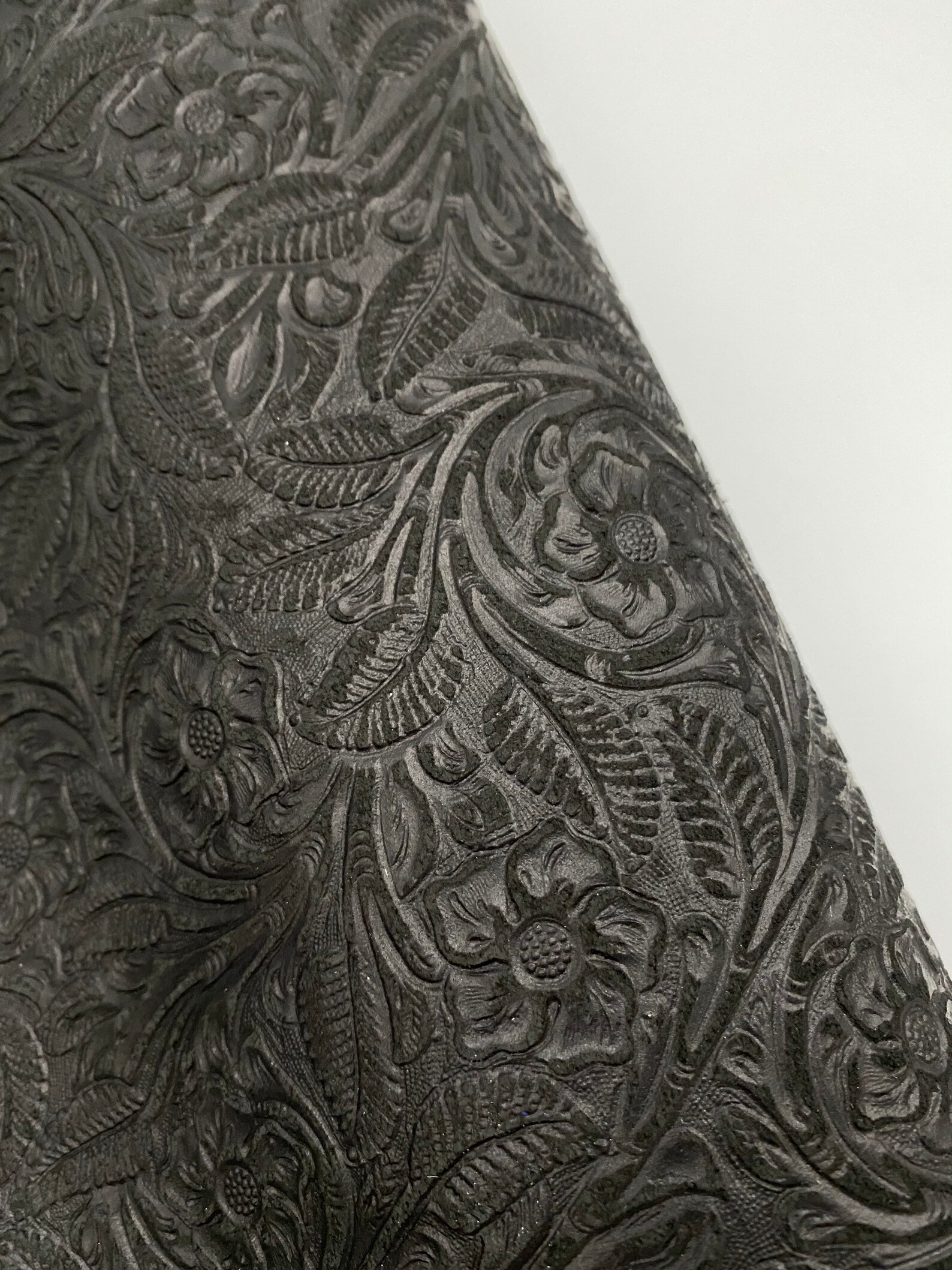 Floral Embossed Cowhide Suede Hides | Etsy