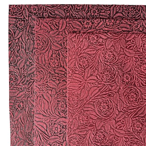 Cowhide Leather - Red Floral Embossed Suede Leather Sheets 3-4oz (1.2-1 ...