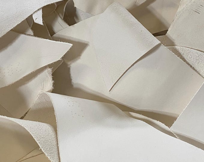 Off-white Leather Scrap - Multiple Package Options | Crafting Leather | Cowhide Leather ...