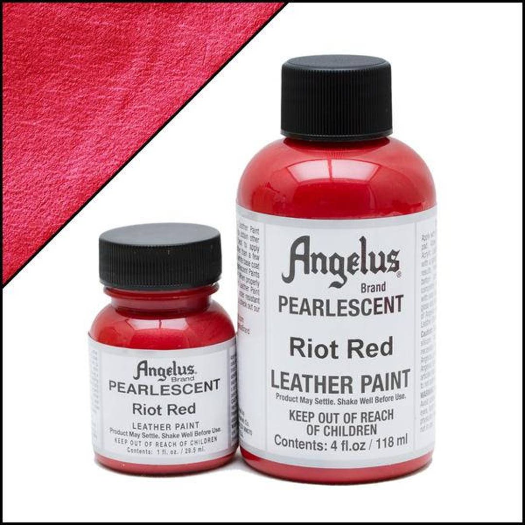 Angelus Pearlescent Acrylic Leather Paint Riot Red / 1oz or 4oz Bottle ...