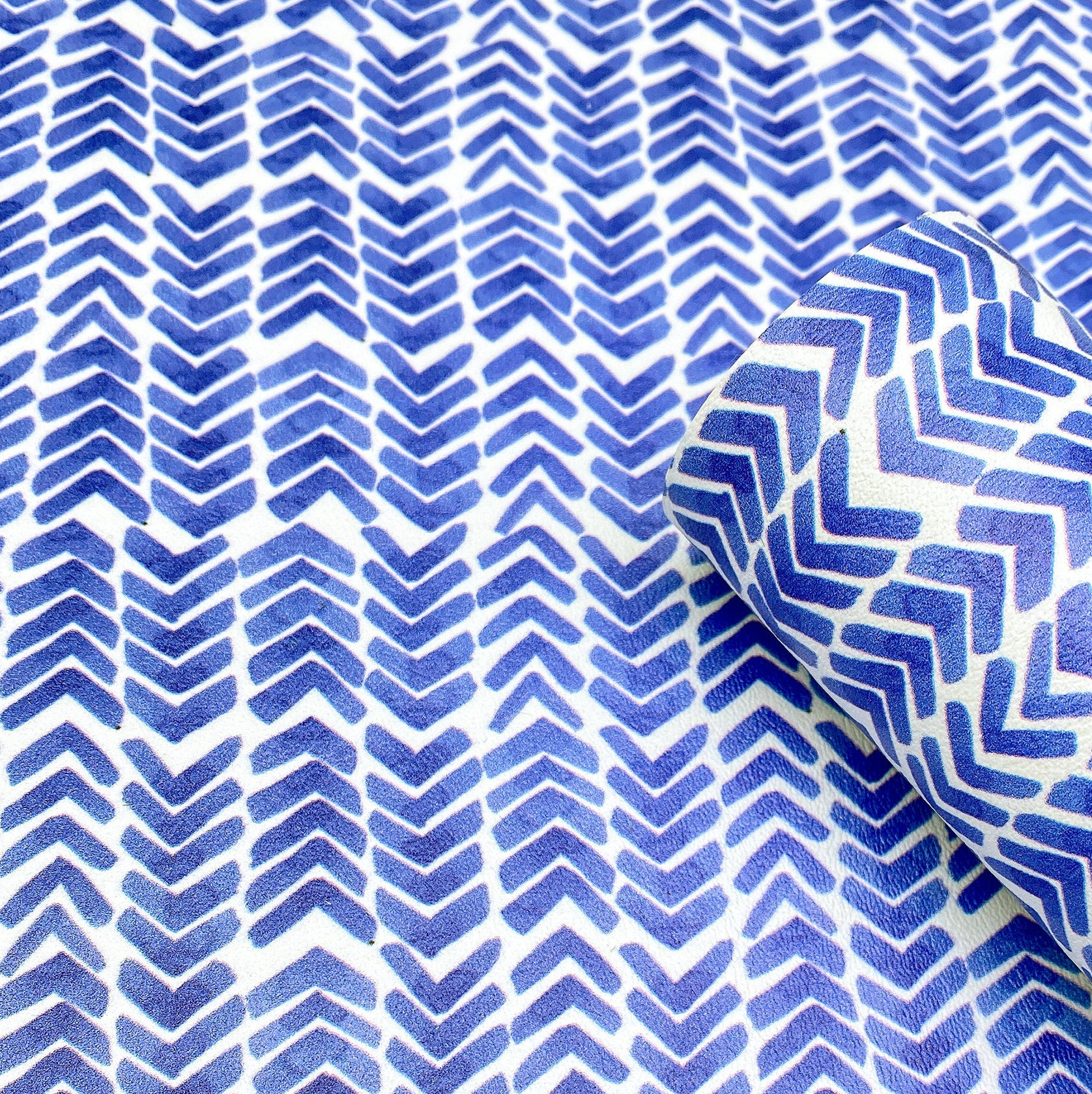 Marine Vinyl Sheet Blue Watercolor Herringbone Faux Leather - Etsy