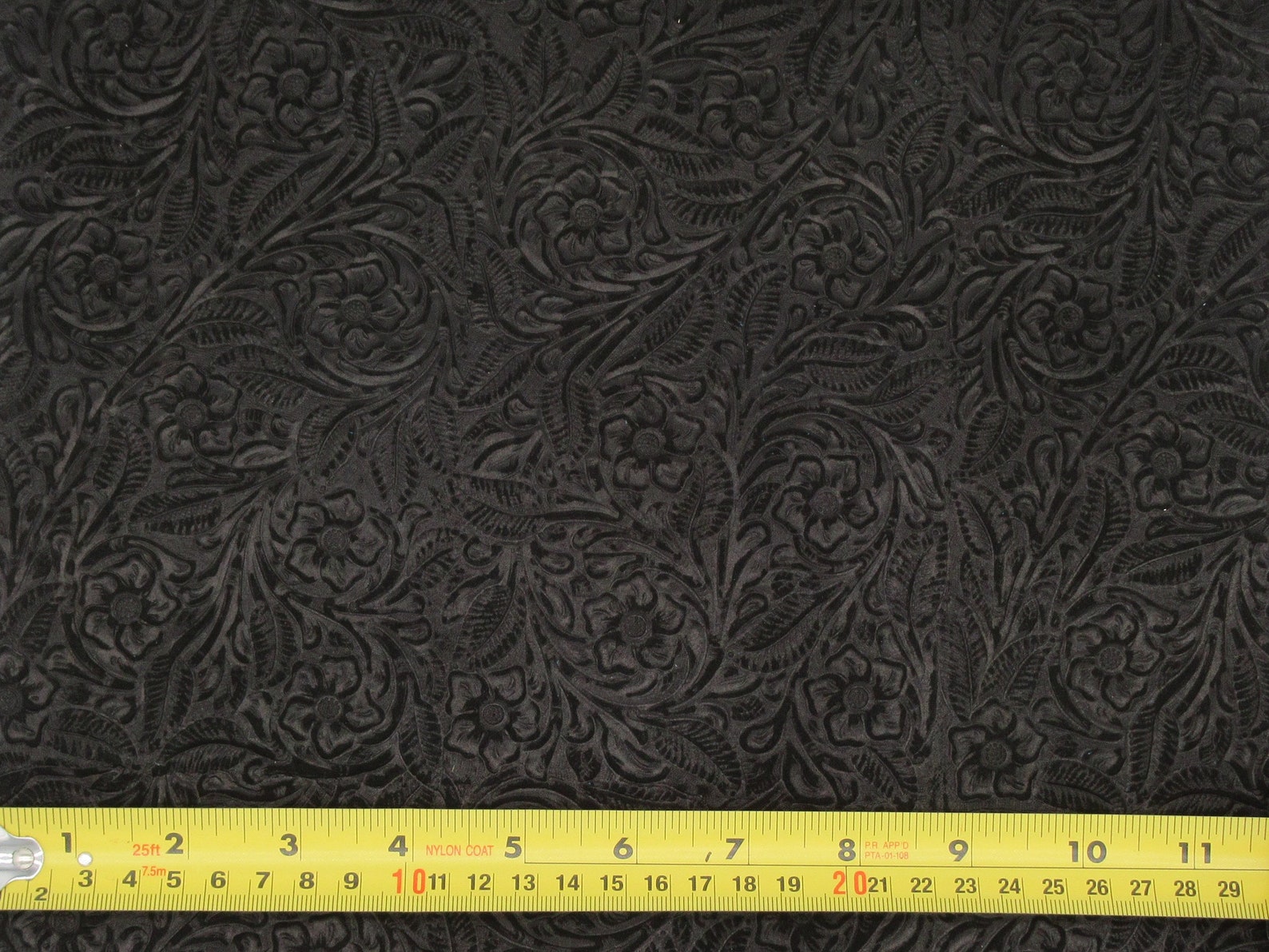 Cowhide Leather Jet Black Floral Embossed Suede Leather - Etsy