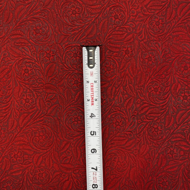 Cowhide Leather Red Floral Embossed Suede Leather Sheets | Etsy