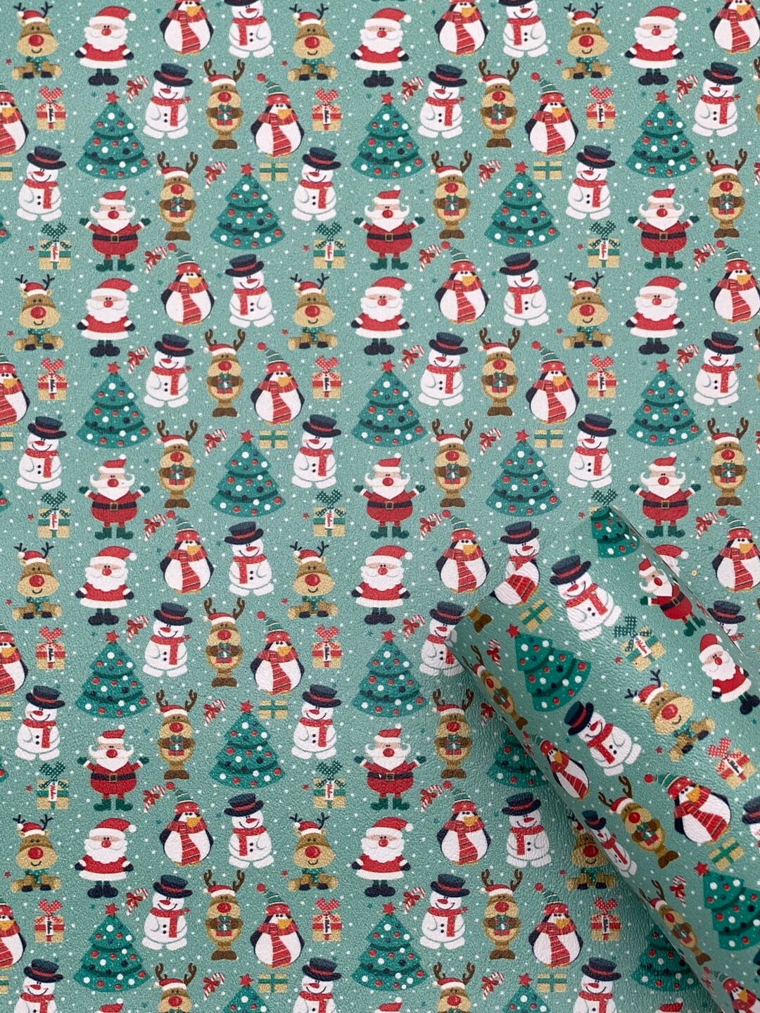 Jolly Holiday Marine Vinyl: Christmas Print Faux Leather - Hair Bow ...
