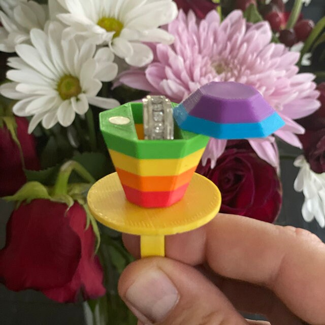 RAINBOW Ring Pop Box 3D Printed Proposal Wedding Ring Box or - Etsy