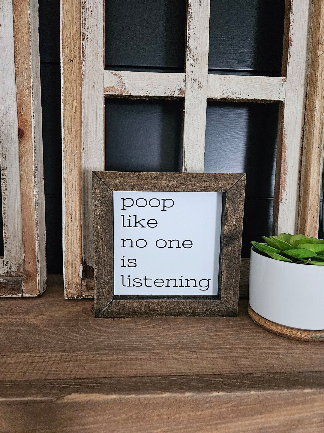 Poop Like No One is Listening | Bathroom Sign | Living Room Sign | Wall ...