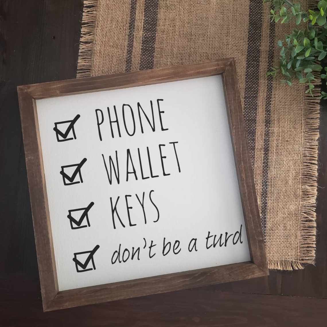 Checklist Phone Wallet Keys Don't Be A Turd Entry | Etsy