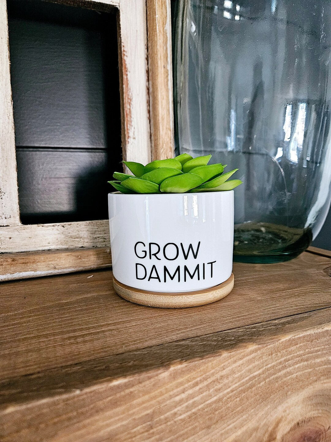 Grow Dammit | Funny Succulent Pot | Plant Lady | Valentine's Gift ...