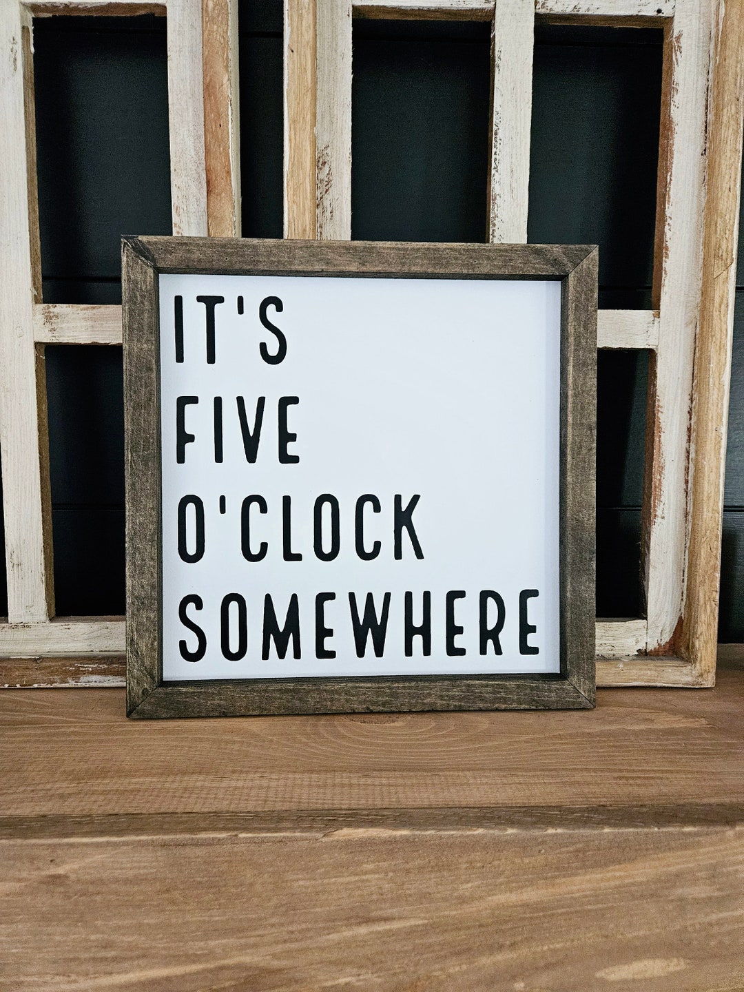 It's Five O'clock Somewhere Wood Sign | Rustic Farmhouse Bar Decor - Etsy