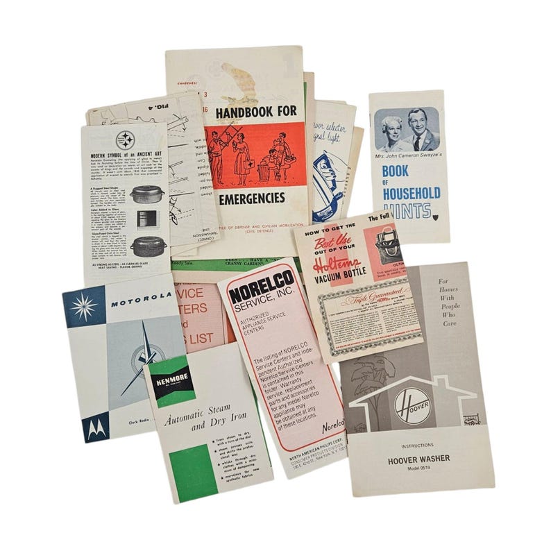 Vintage Product Instruction Manuals and Ephemera - Etsy