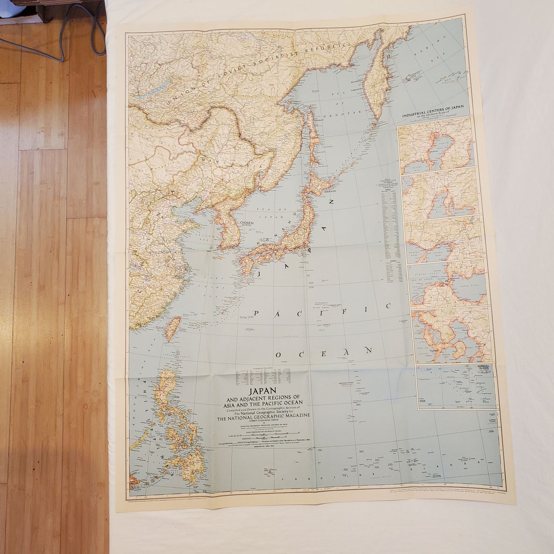 National Geographic Map of Japan April 1944 - Etsy