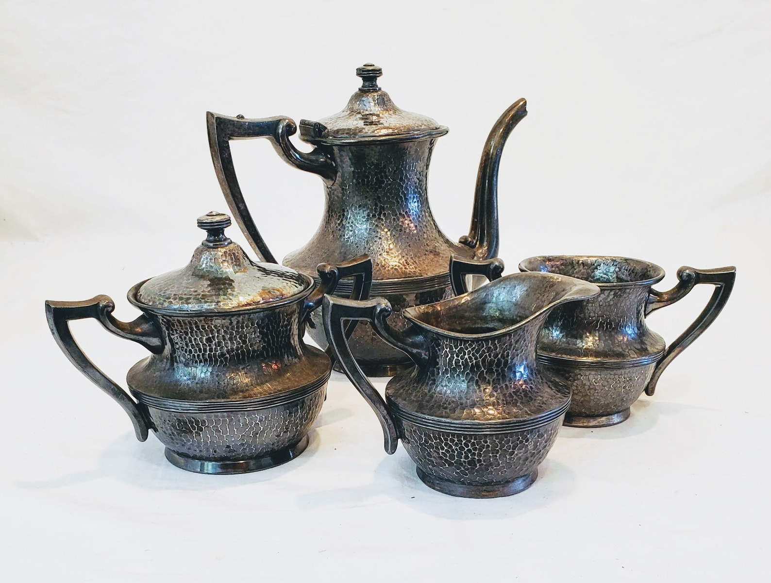 4 Piece Hammered Silver Plate Service Set Poole Silver Co. - Etsy