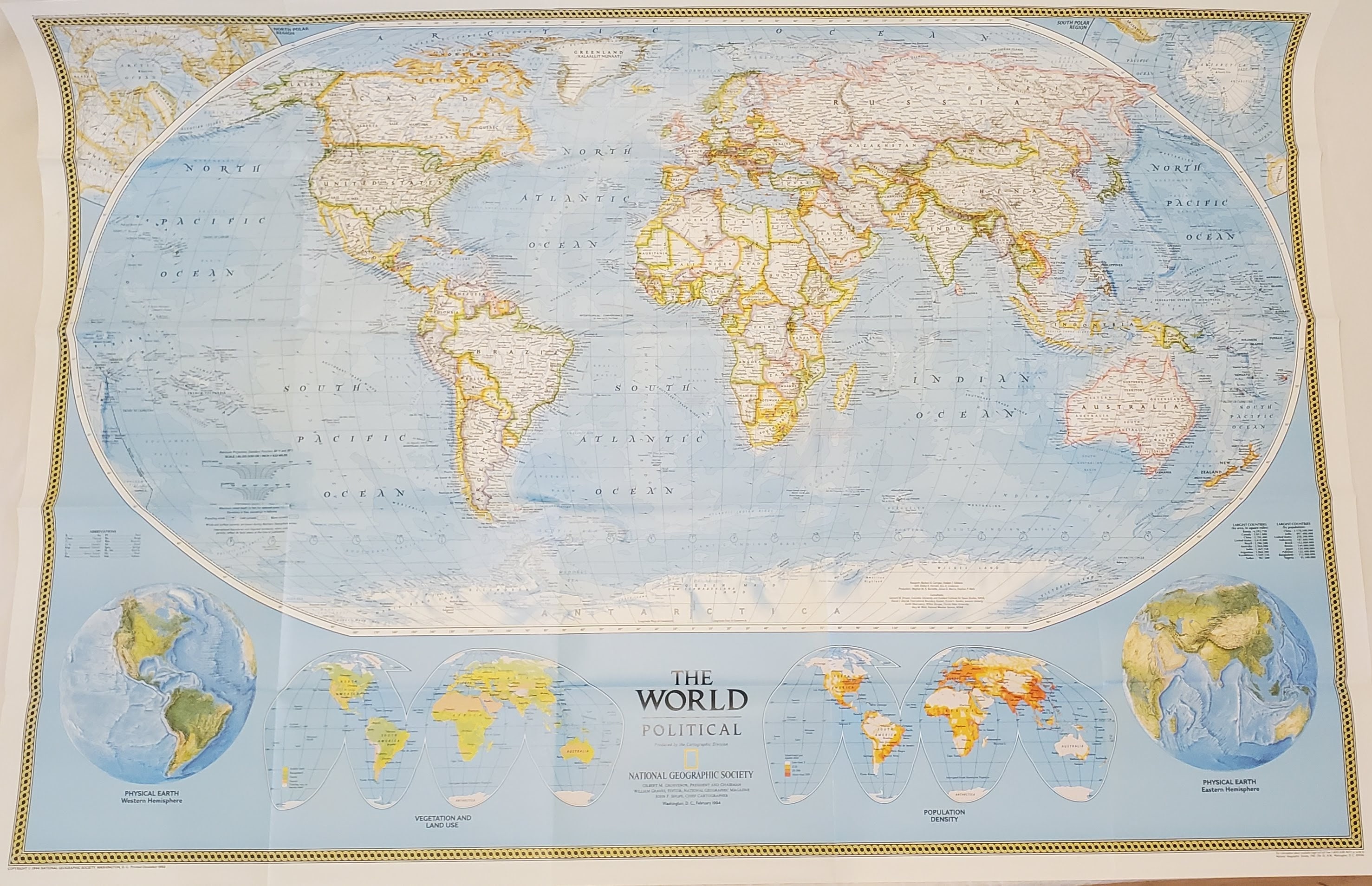 National Geographic Map of the World February 1993 - Etsy