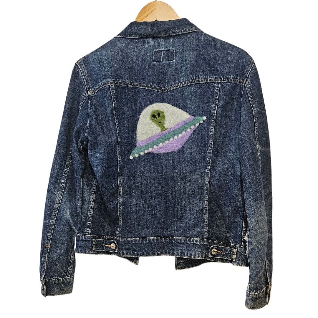 Upcycled Levi's Alien Flying Saucer Denim Jacket - Size Large - Etsy