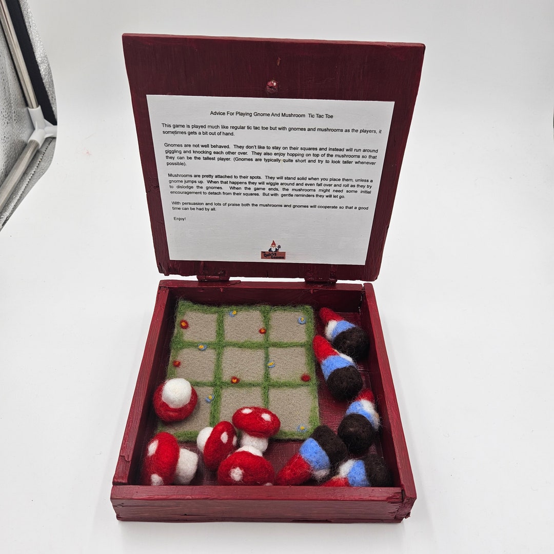 Gnome and Mushroom Tic Tac Toe Set - Etsy