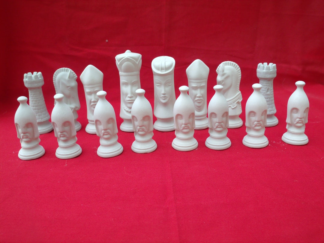 Chess Set 32 Pcs Medieval Ceramic Bisque to Paint. - Etsy
