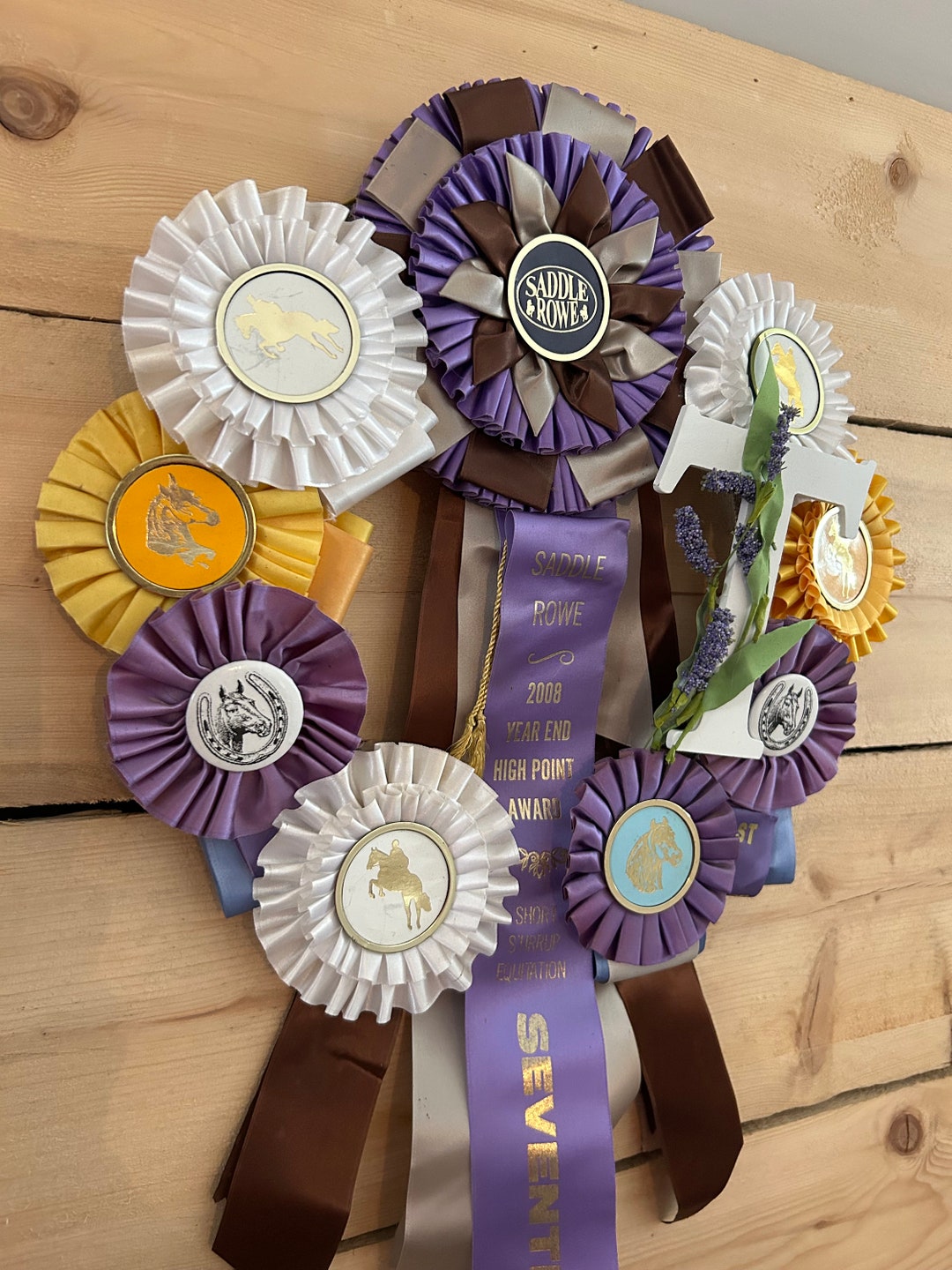 Equestrian Saddle Rowe Horse Show Ribbon Wreath, 4H , FFA Ribbons Dog ...