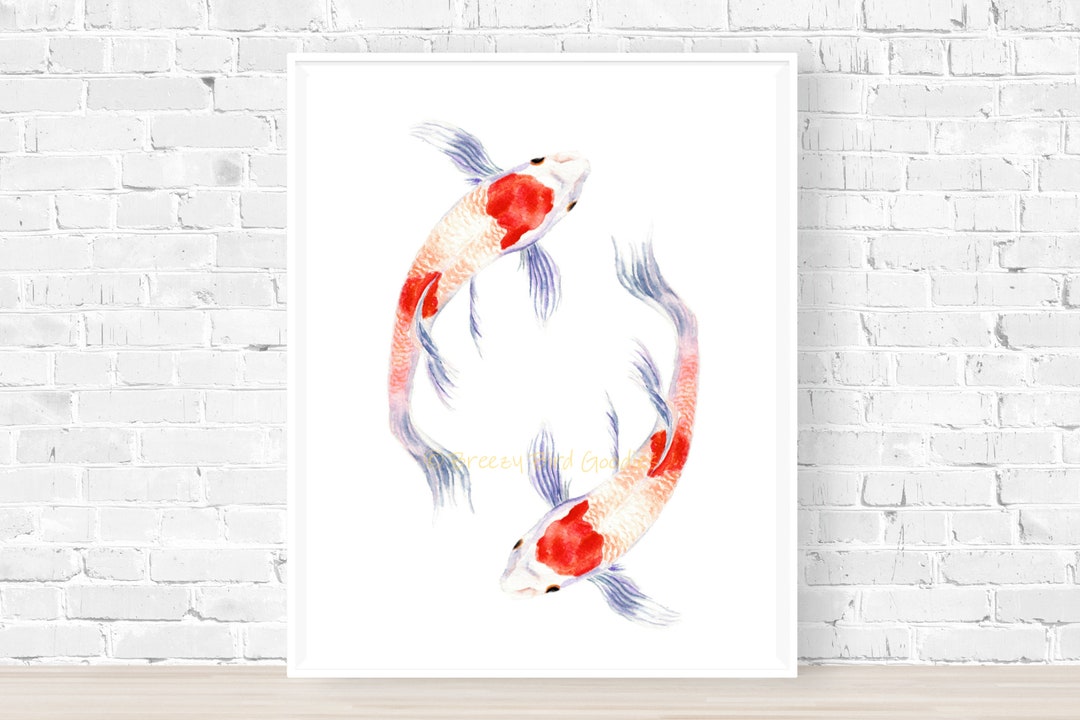 Koi Fish Print, Koi Painting, Koi Fish Art, Fish Gift, Fish Print ...