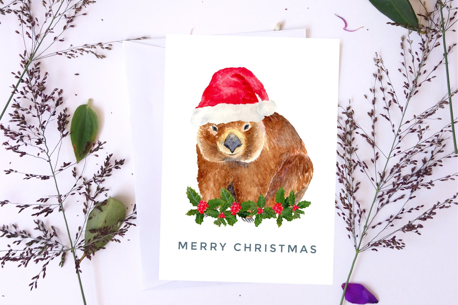 Christmas Wombat Card Wombat Print Christmas Cards | Etsy
