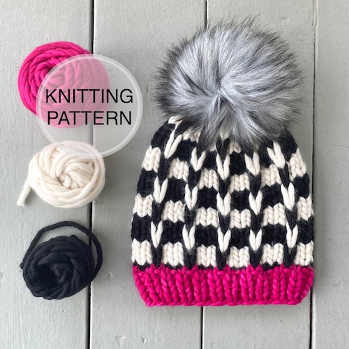 Slalom Run Beanie Knitting Pattern Textured Hat Pattern - Etsy