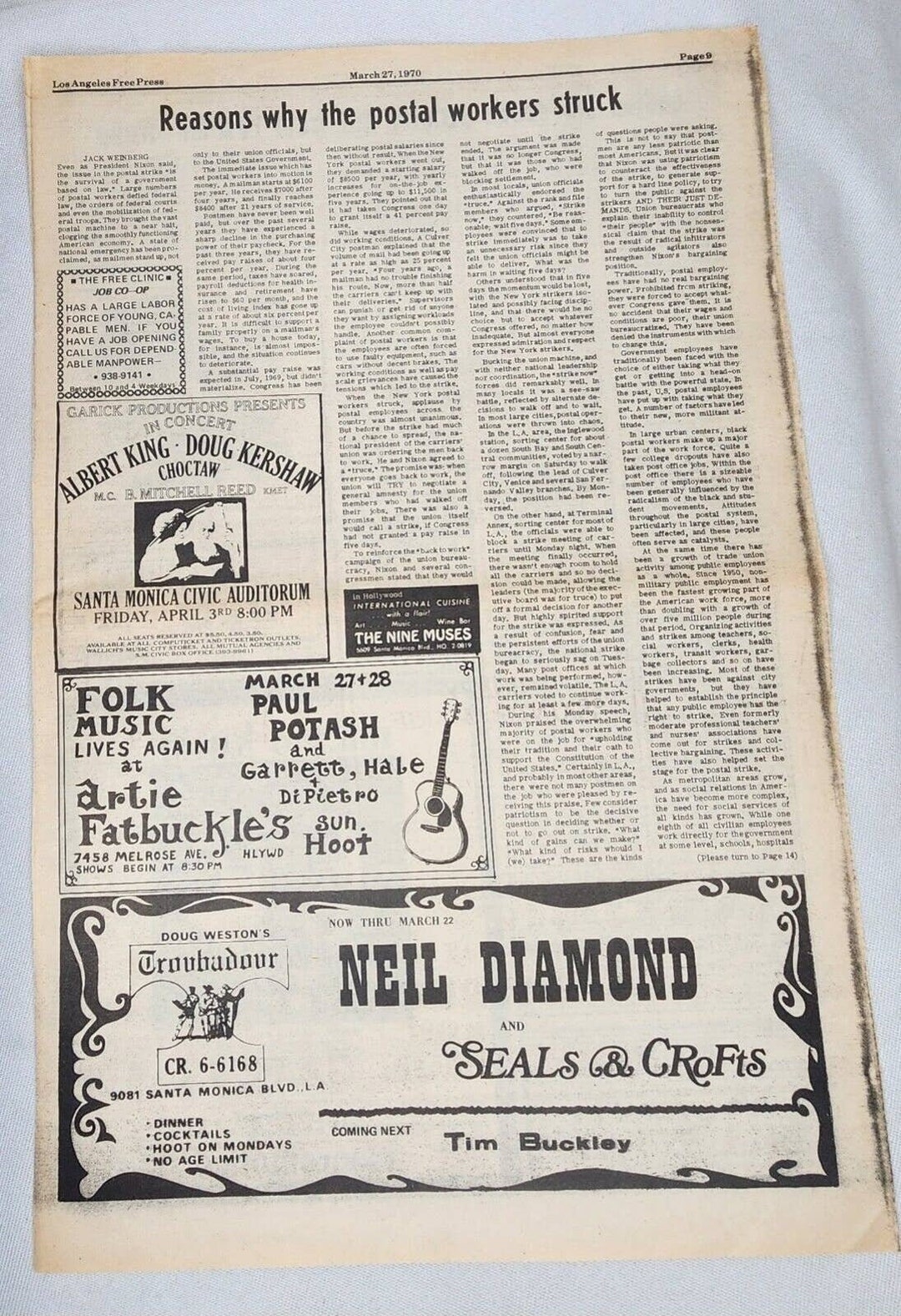 Vintage Ad Neil Diamond Seals & Croft Tim Buckley Michio Kushi - Etsy