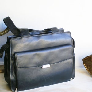 Vintage 90s Black Leather Computer/laptop Bag - Etsy