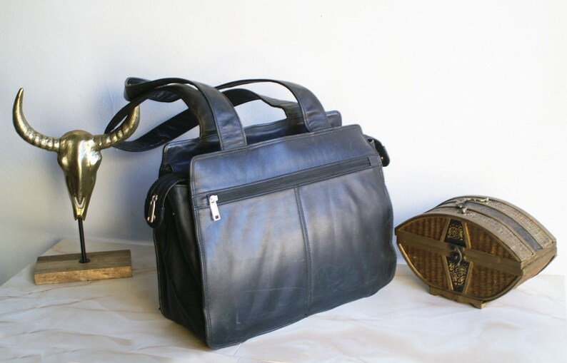 Vintage 90s Black Leather Computer/laptop Bag - Etsy