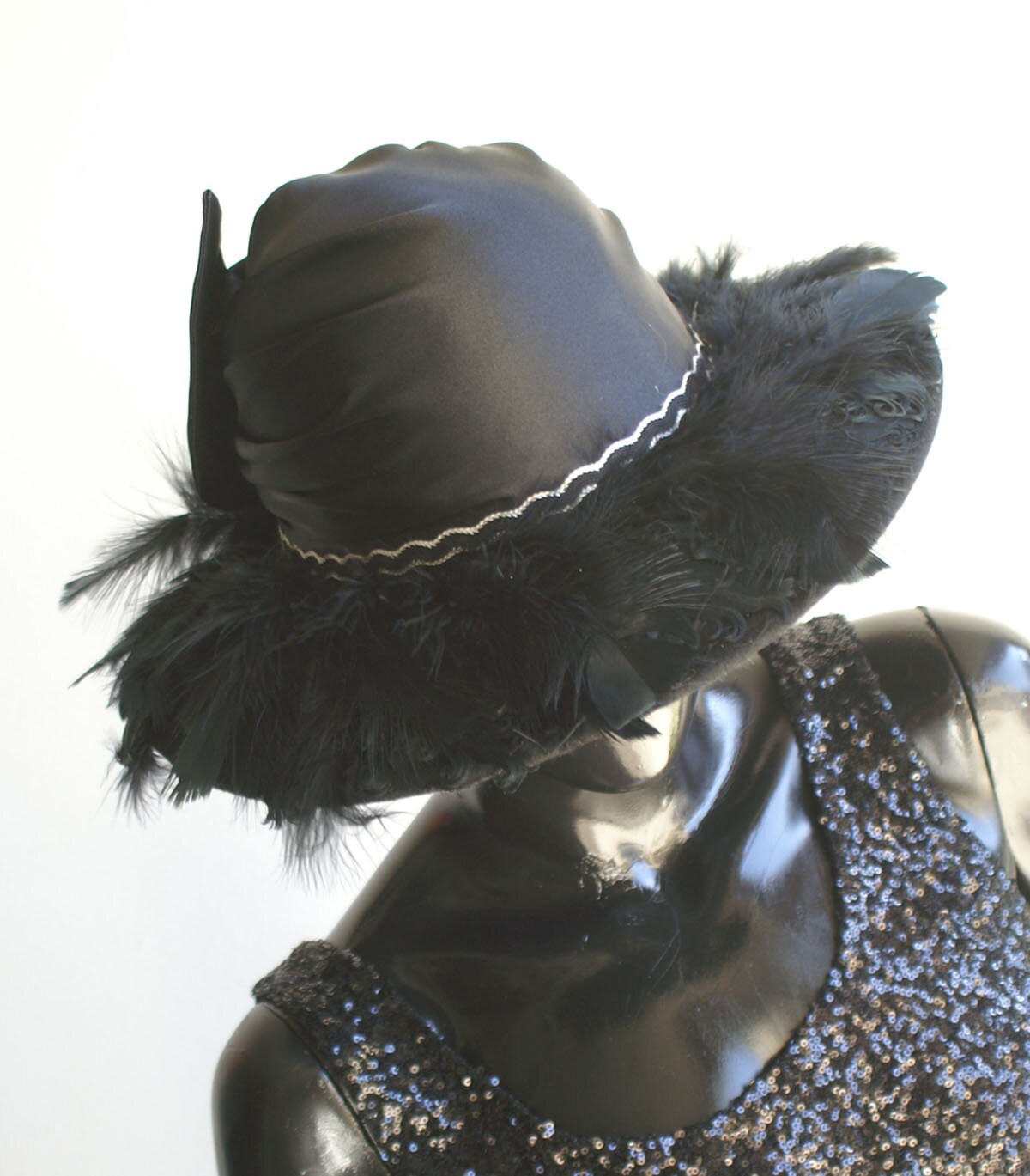 Vintage Whittall & Shon Black Felt Wool Hat W/ Feather Brim US - Etsy