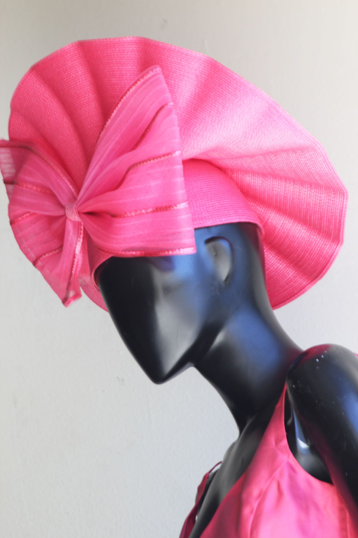 Vintage 80s Shell-inspired Hot Pink Church /derby Hat With Front Bow US ...