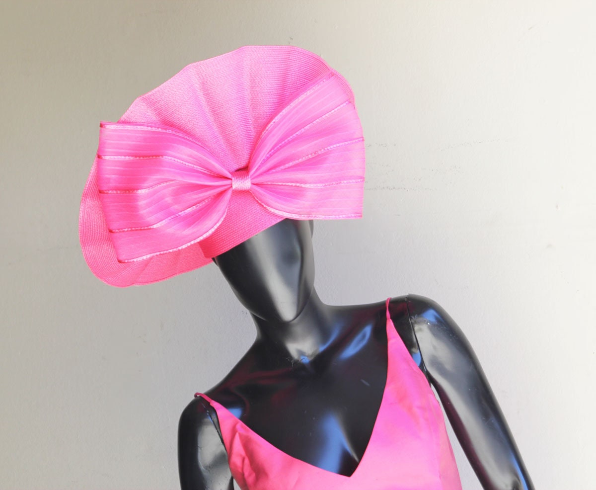 Vintage 80s Shell-inspired Hot Pink Church /derby Hat With | Etsy