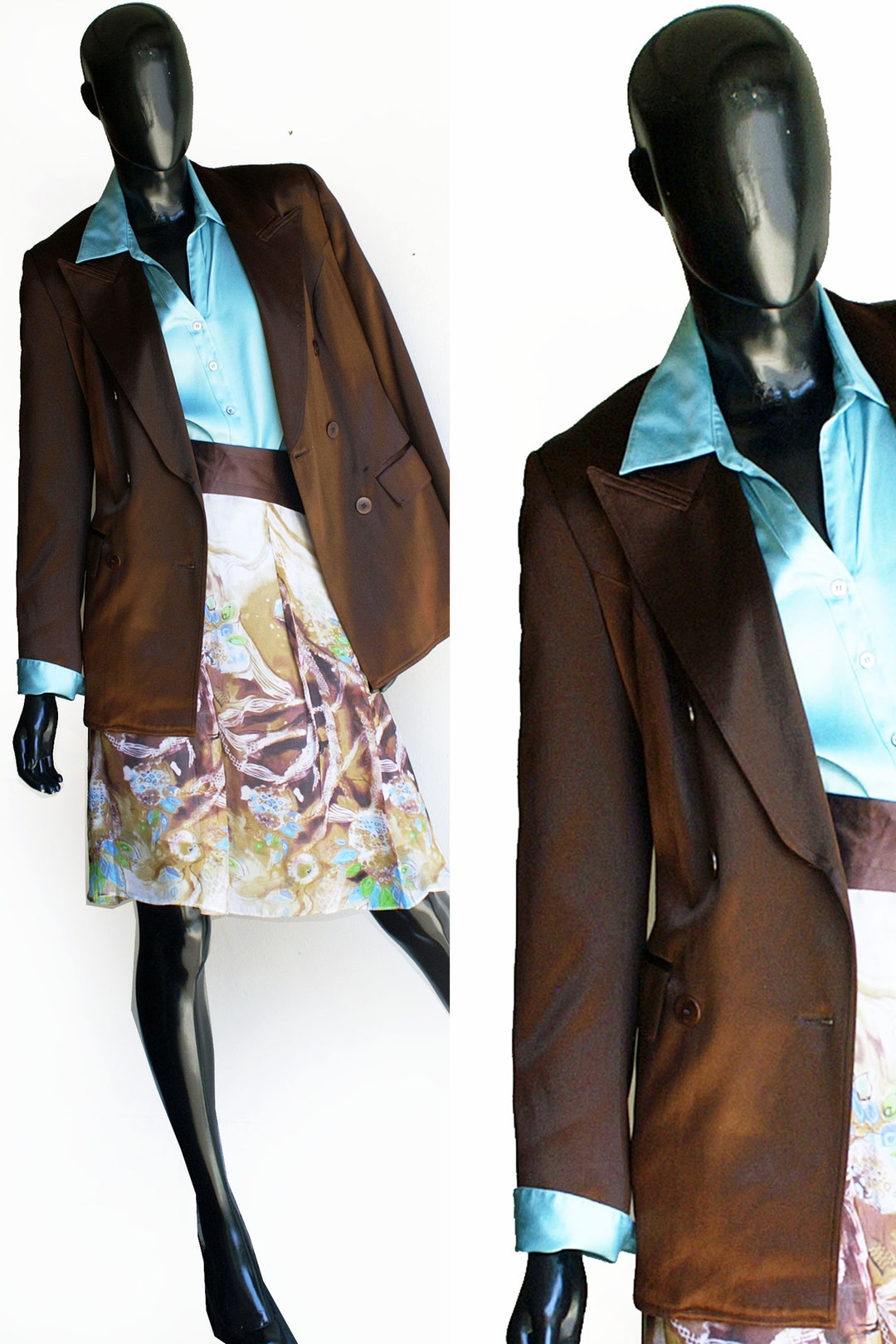 BCBG Chocolate Brown Sheen Double Breasted Blazer U S Size 6 - Etsy