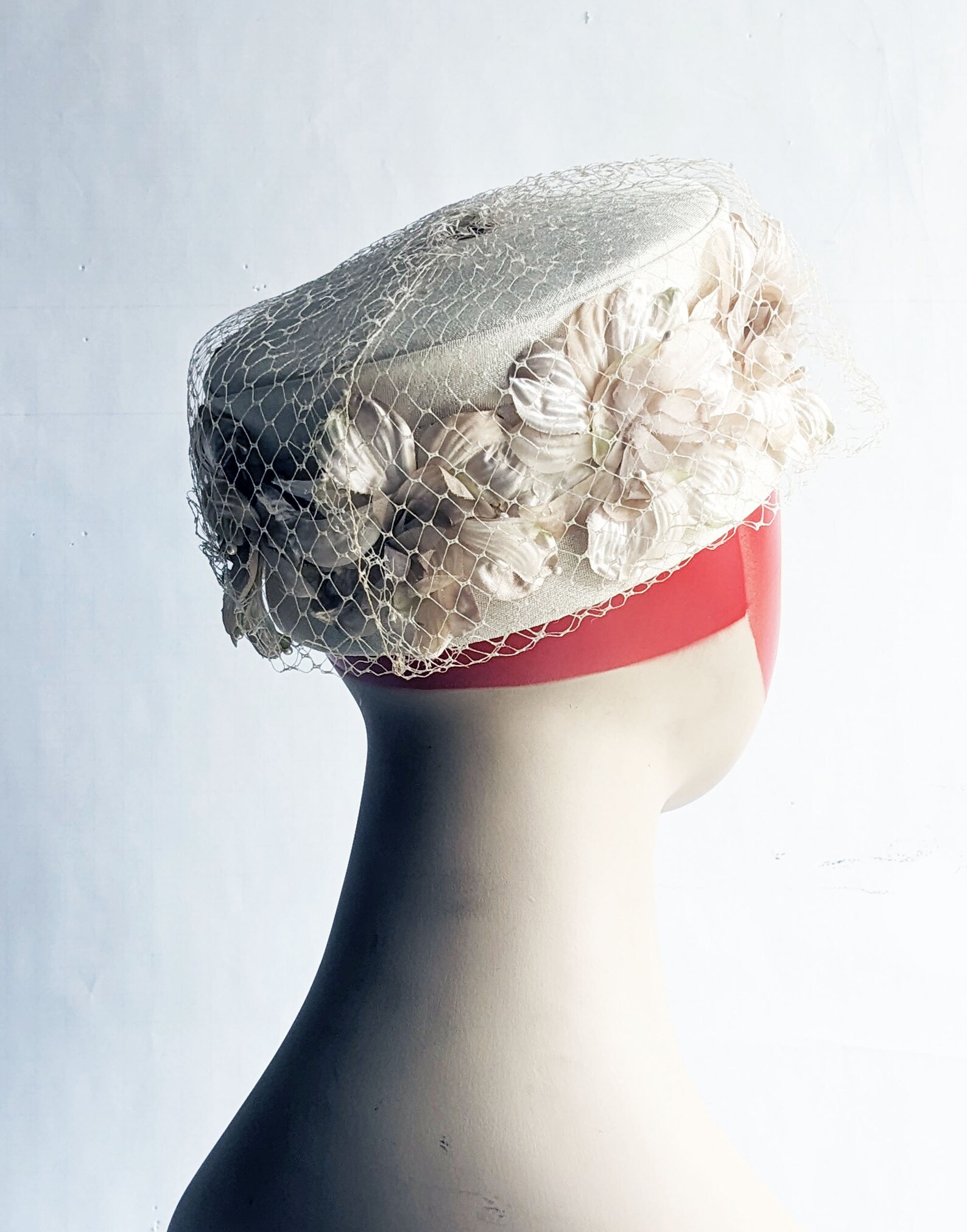 Vintage Champagne Floral Pillbox Hat US Size OS - Etsy