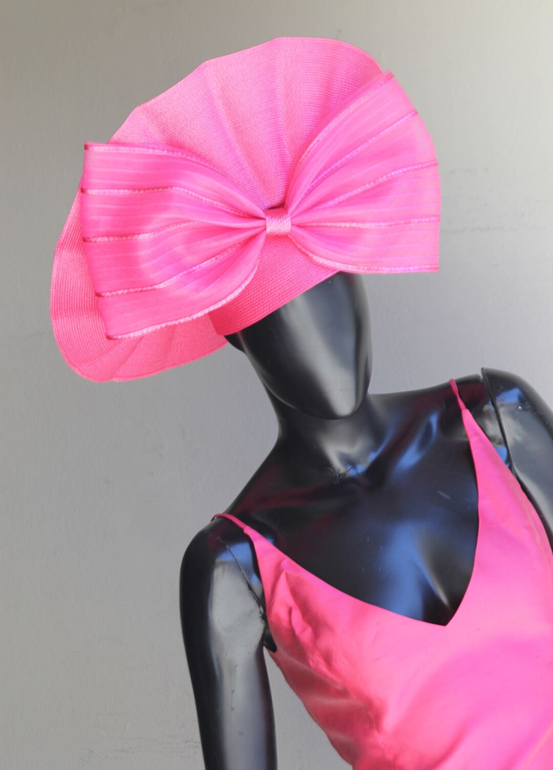 Vintage 80s Shell-inspired Hot Pink Church /derby Hat With Front Bow US ...