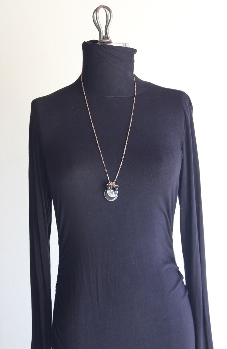 Reduced!****vintage 90s Turtle Neck Black Maxi Side-draped Dress Medium ...