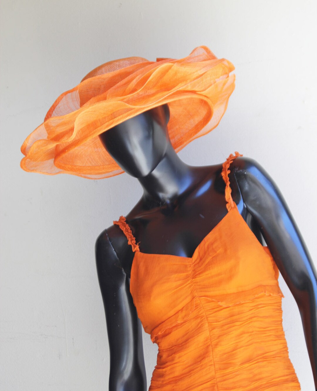 Vintage Orange High Quality Organza Summer Hat/church Hat/wedding/derby ...