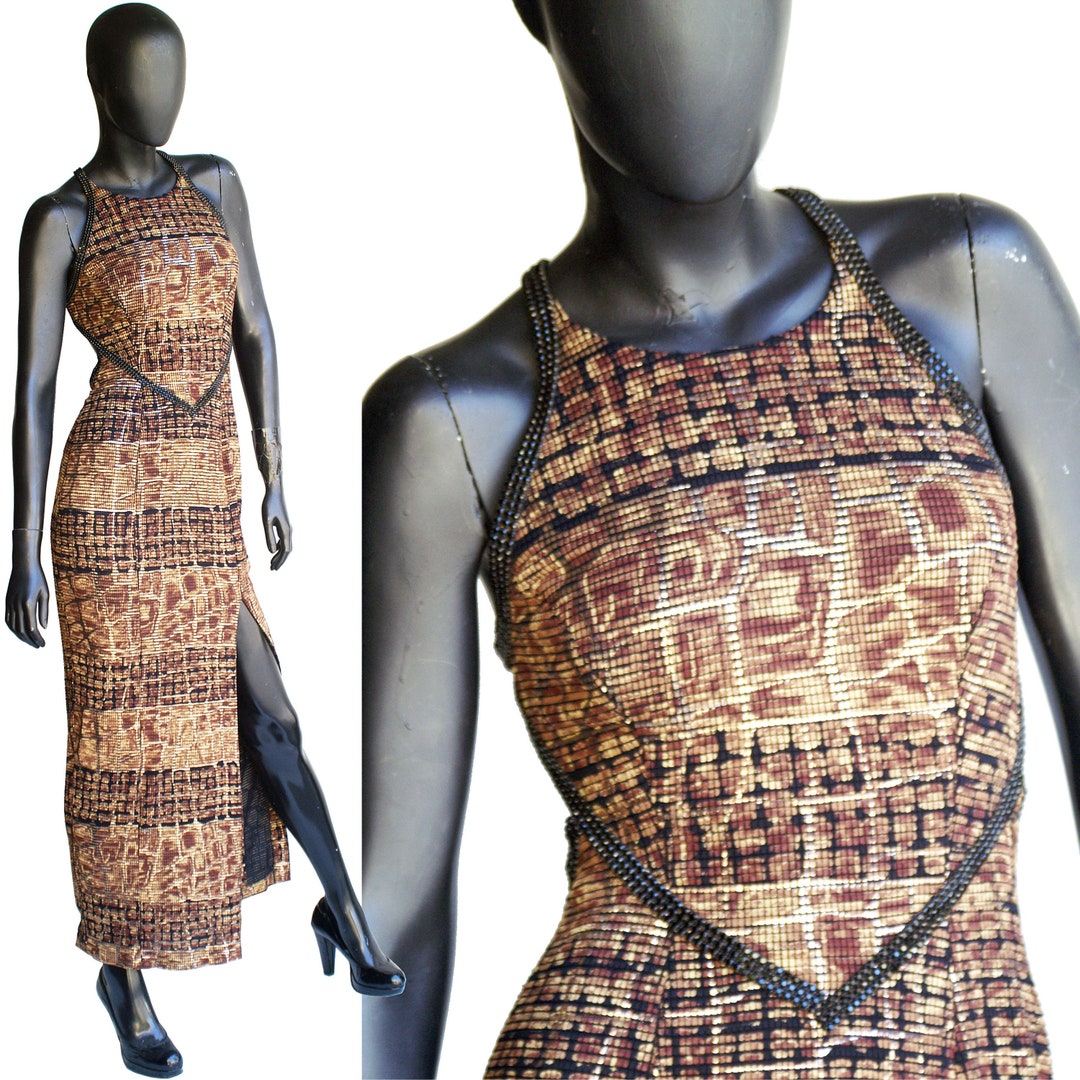 80s/90s Janine Hand painted multicolored Maxi Dress US Size S - Etsy ...