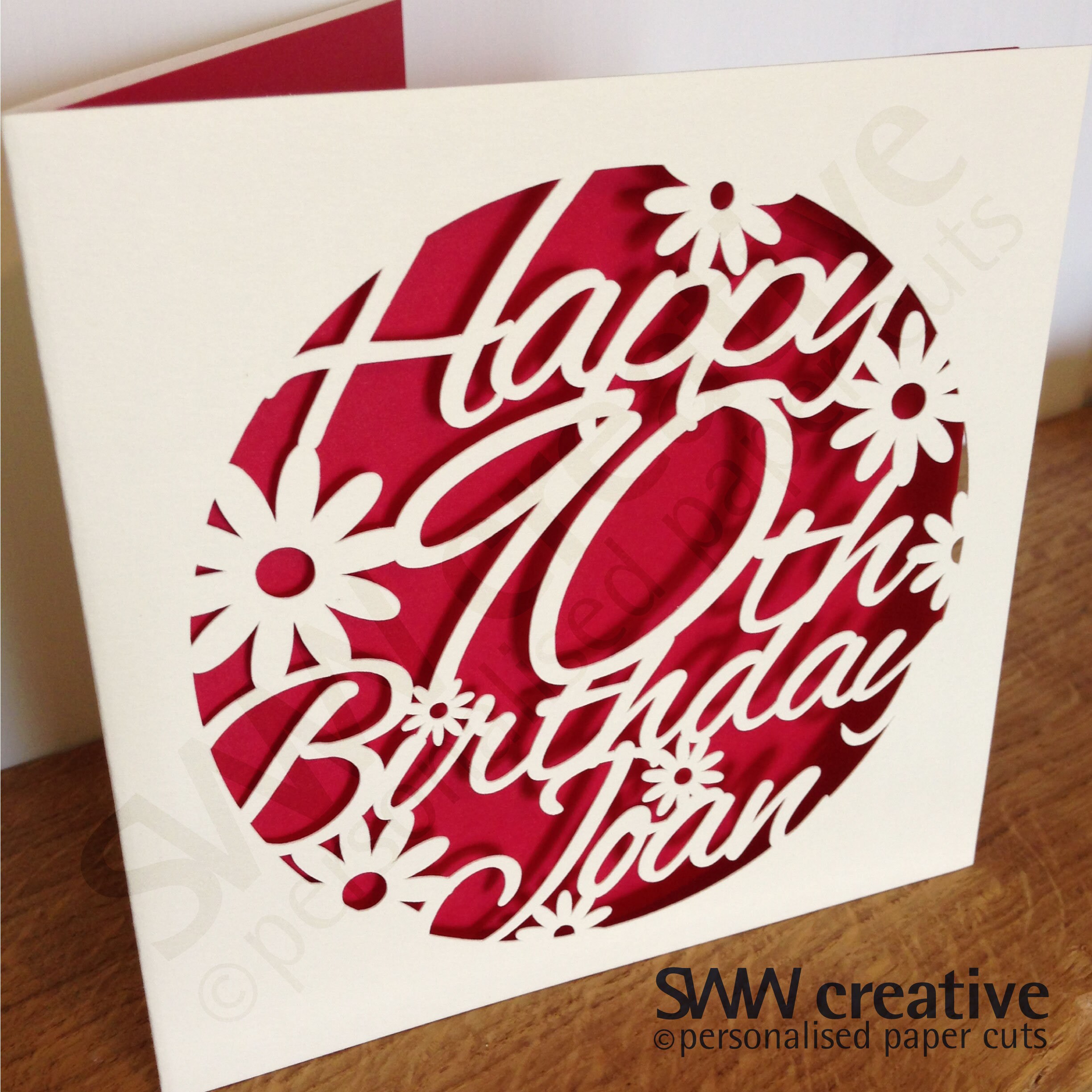 Personalised Happy Birthday Paper Cut Greetings Card Flowers | Etsy