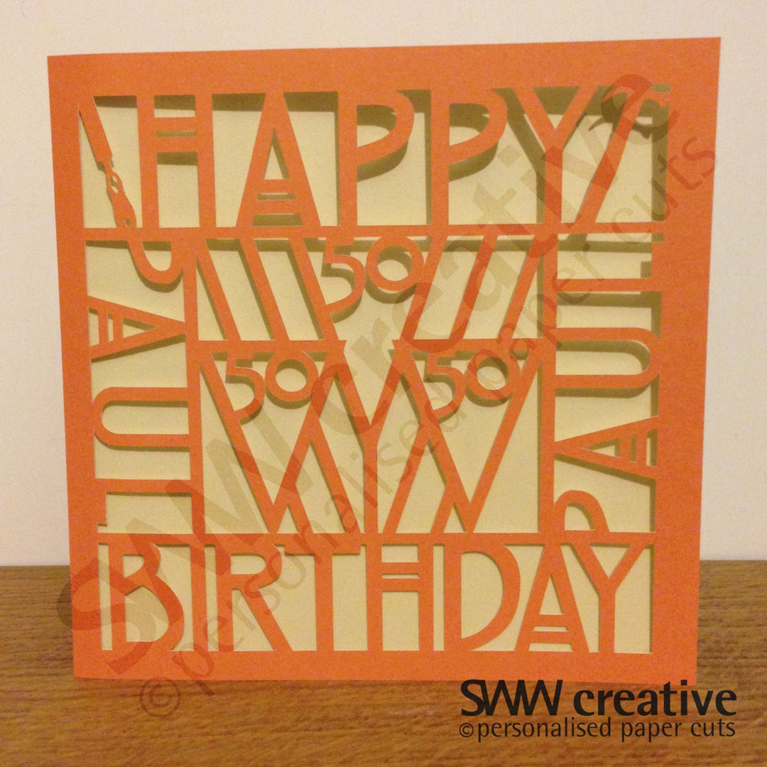 Personalised Happy Birthday Paper Cut Greetings Card | Art Deco ...