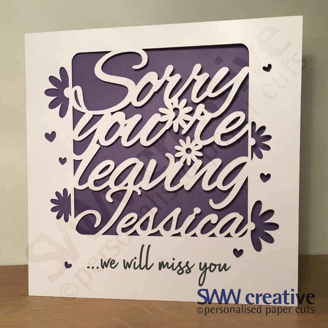 Personalised Leaving Card Paper Cut Greetings Card With Message | Sorry ...